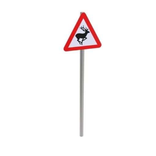 Wild Animals In Road Post Mounted Sign - bimmodeller.com - BIM Modeling ...