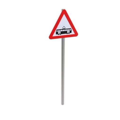 Tramcar Crossing Ahead Road Post Mounted Sign - bimmodeller.com - BIM ...
