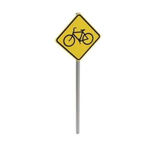 Bicycle Traffic Warning Post Mounted Sign - bimmodeller.com - BIM ...